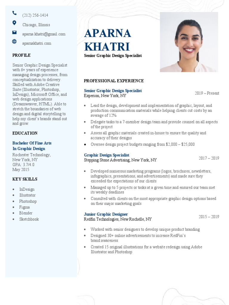 Aparna Khatri: Profile Senior Graphic Design Specialist | PDF | Résumé | Graphic Design