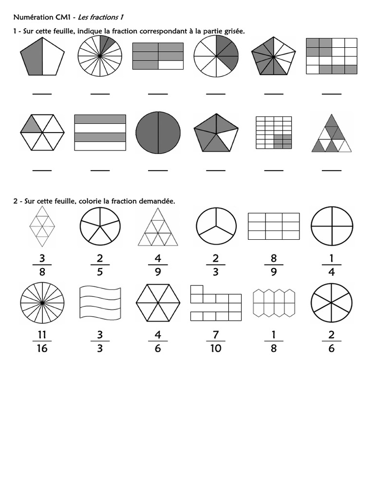 Évaluation des fractions CM1 | PDF | Méthodes et références ...