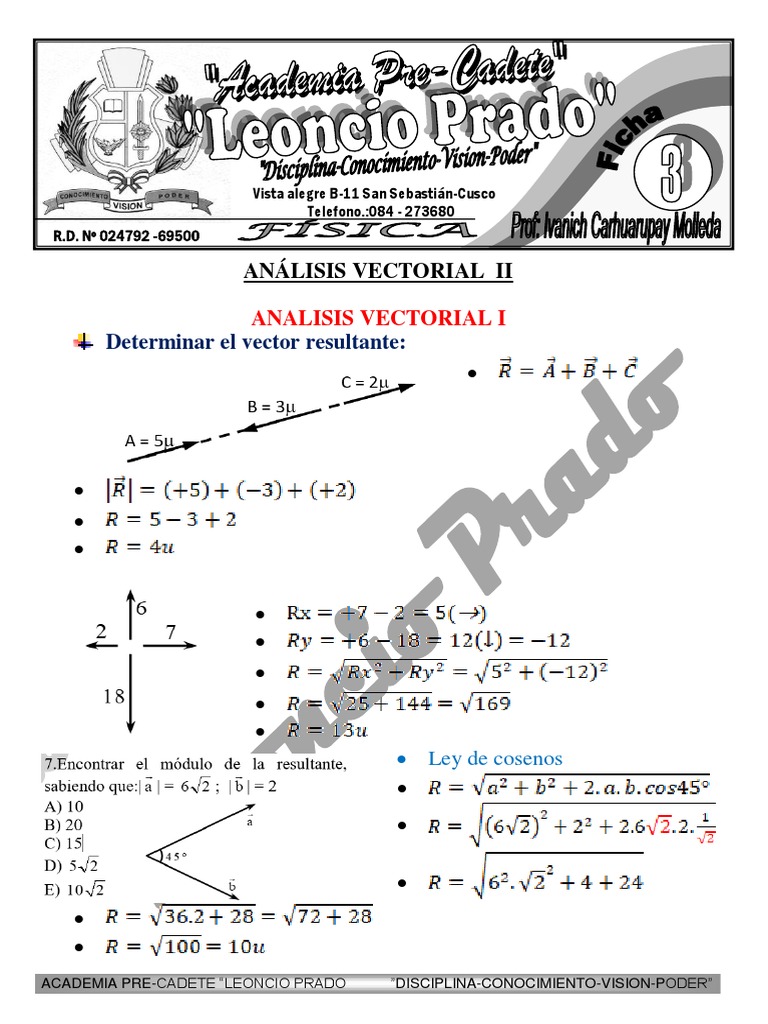 Física Semana 3 Vectores II Solucionario g2 | PDF | Vector Euclidiano | Álgebra lineal