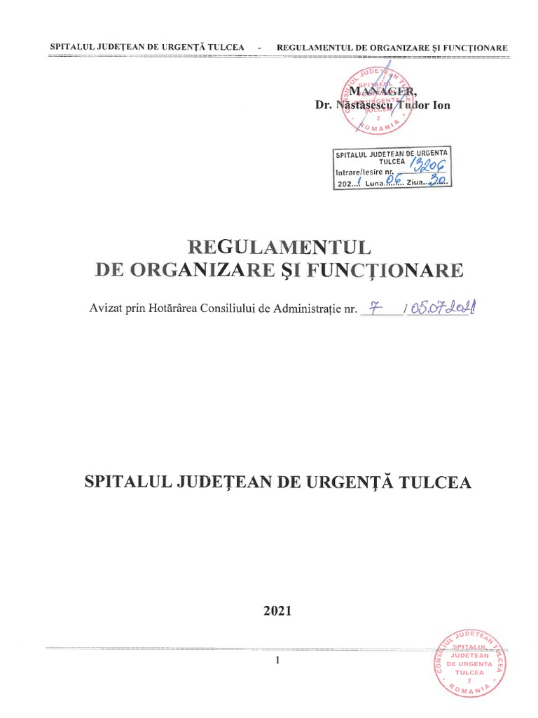 Regulament de Organizare Si Functionare 2021 | PDF
