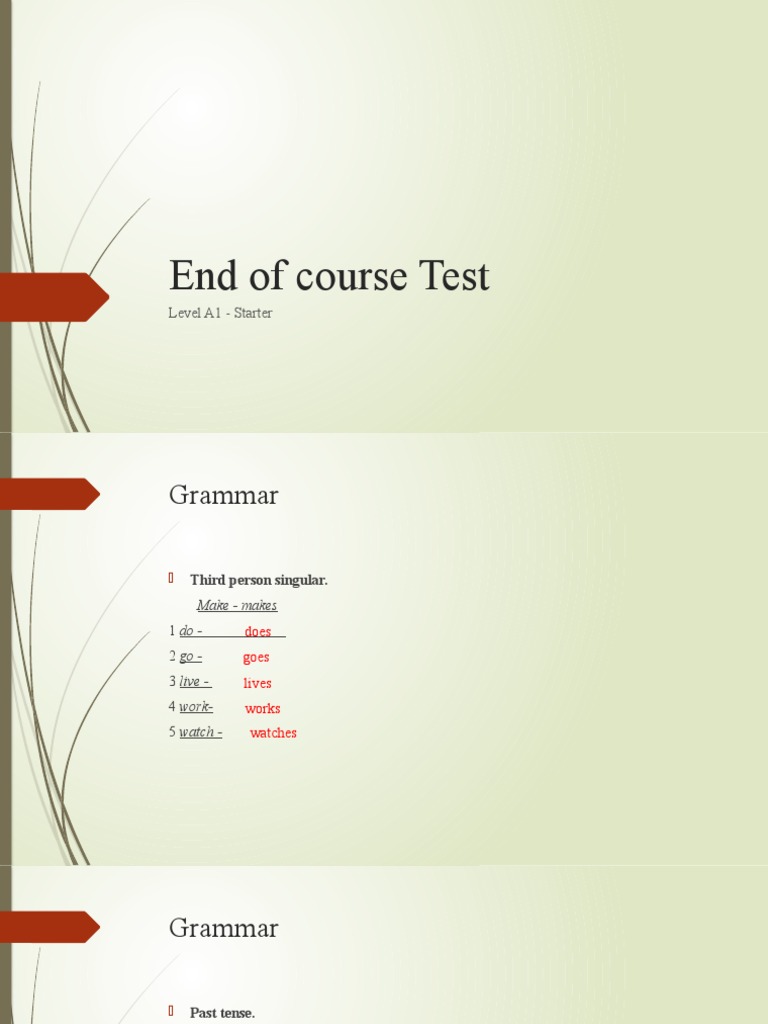 A1 - End of Course Test With Key | PDF | Language Mechanics | Human ...