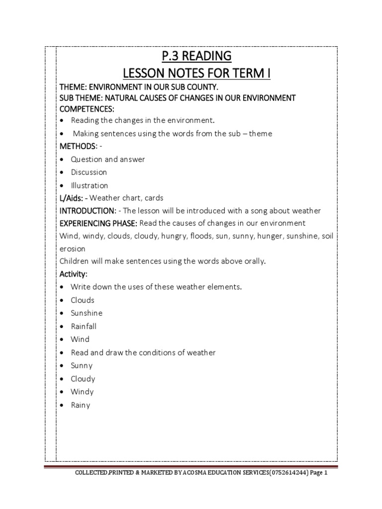 P3 Reading And Writting 1 Pdf Soil Clay