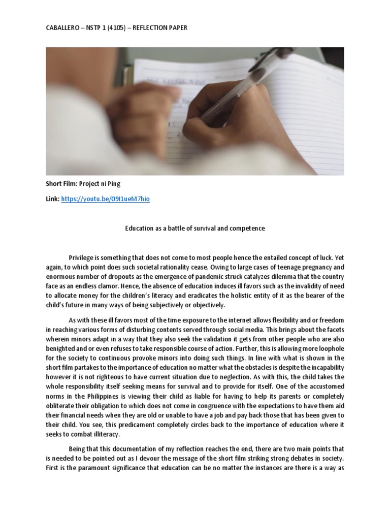 Caballero - NSTP 1 (4105) - Reflection Paper | PDF