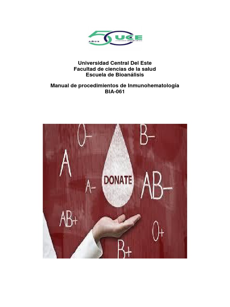Manual de Procedimientos de Inmunohematologia Bia-061 | PDF | Tipo de ...