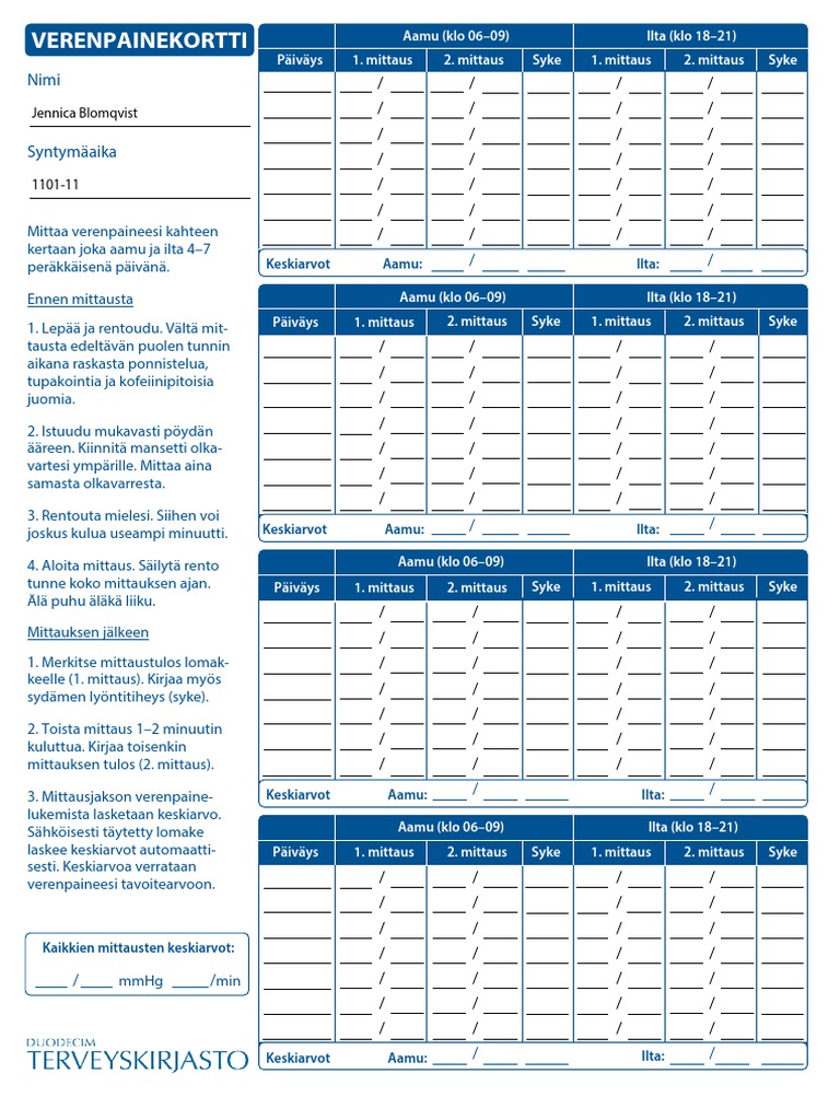 Verenpainekortti TK | PDF