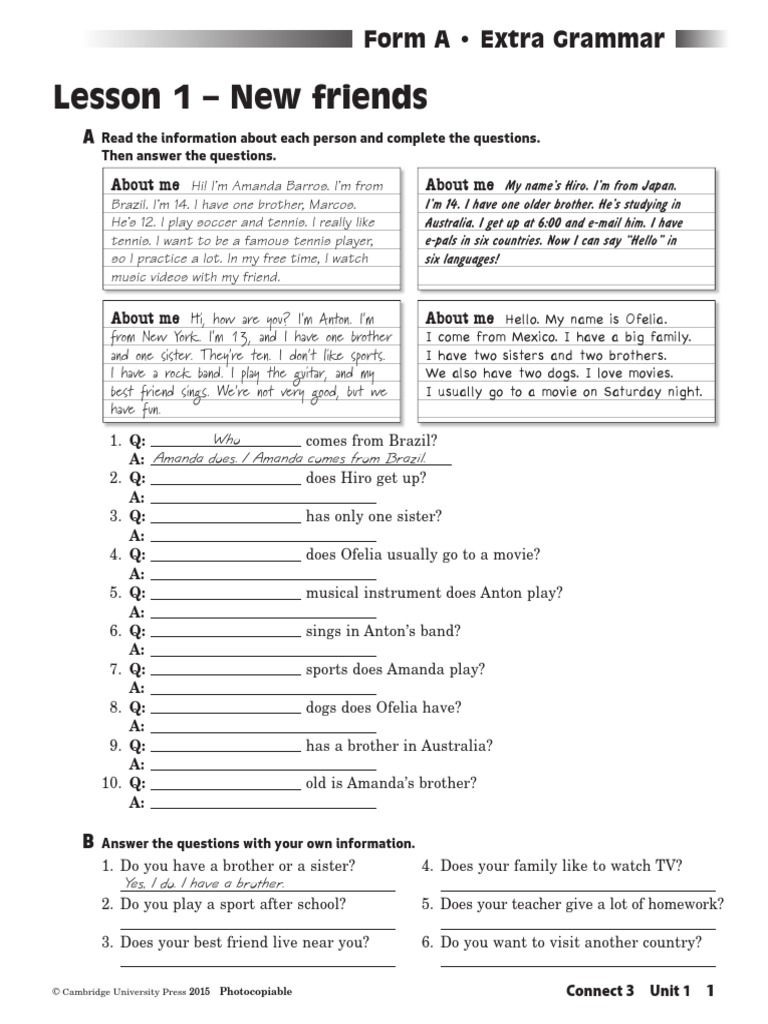 Extra Grammar A1 Level 3 Connect 3 Pdf