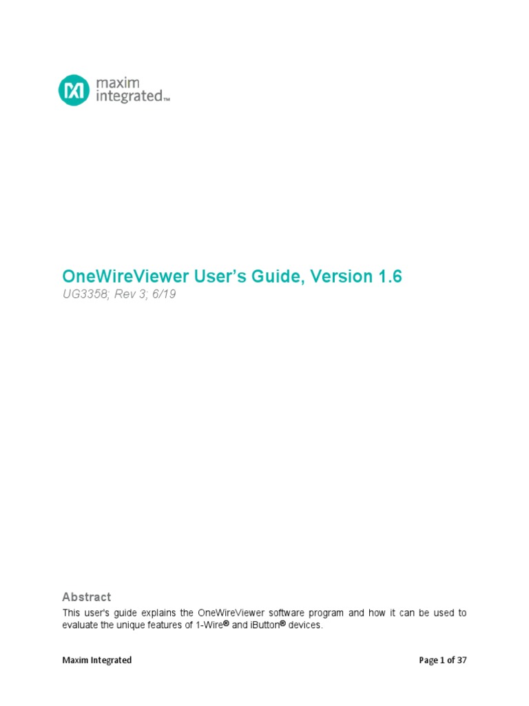 Onewireviewer User Guide Maxim Integrated | PDF | Computer File | Switch