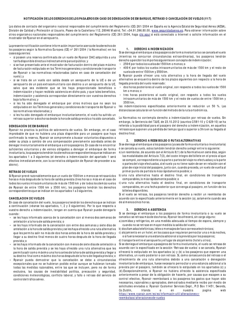 EU261 Notice of Rights | PDF | Aeropuerto | Transporte