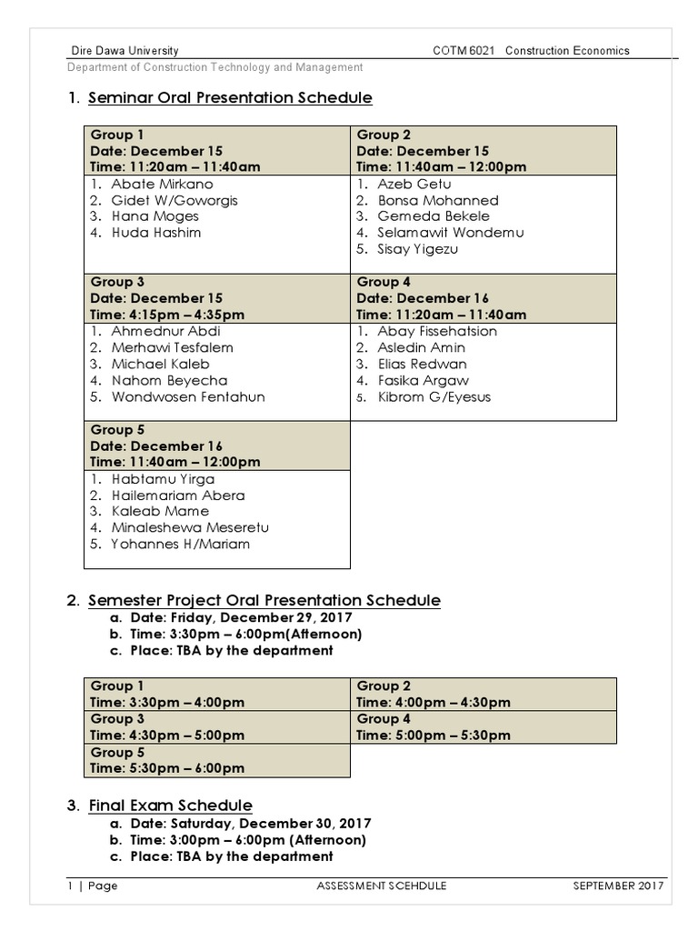 2017 12 14 Assessment Schedule | PDF | Methodology