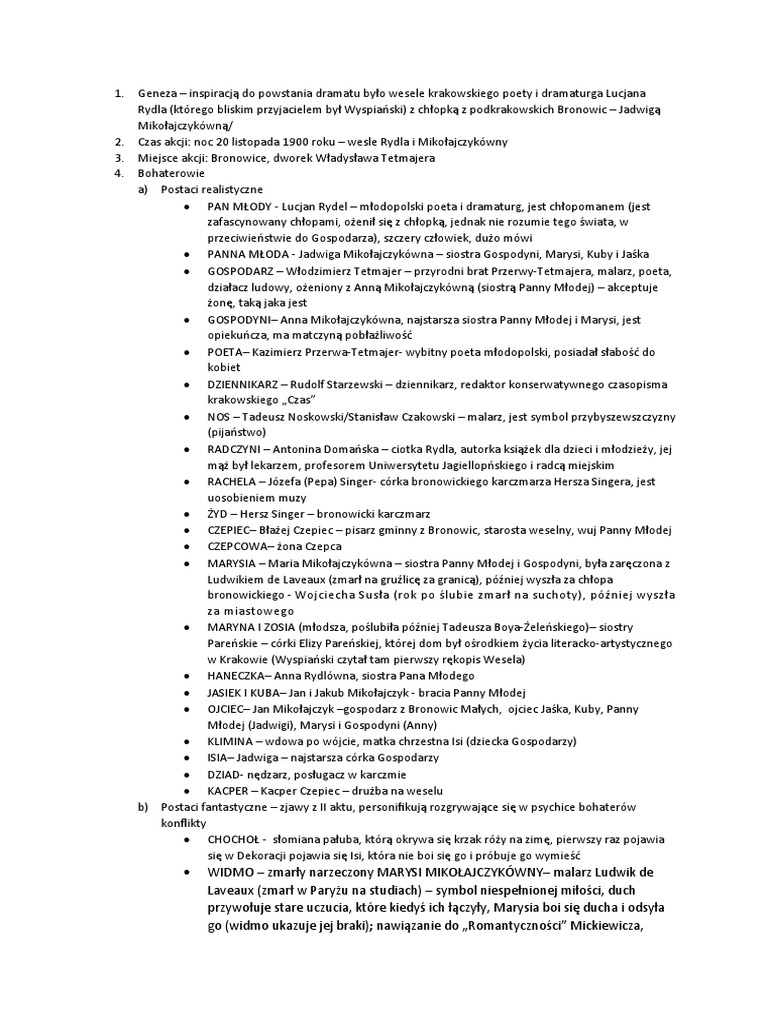 Wesele Opracowanie | PDF