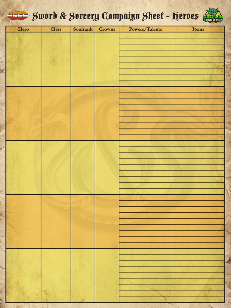 Sword & Sorcery Campaign Sheet Guide | PDF | Religion & Spirituality