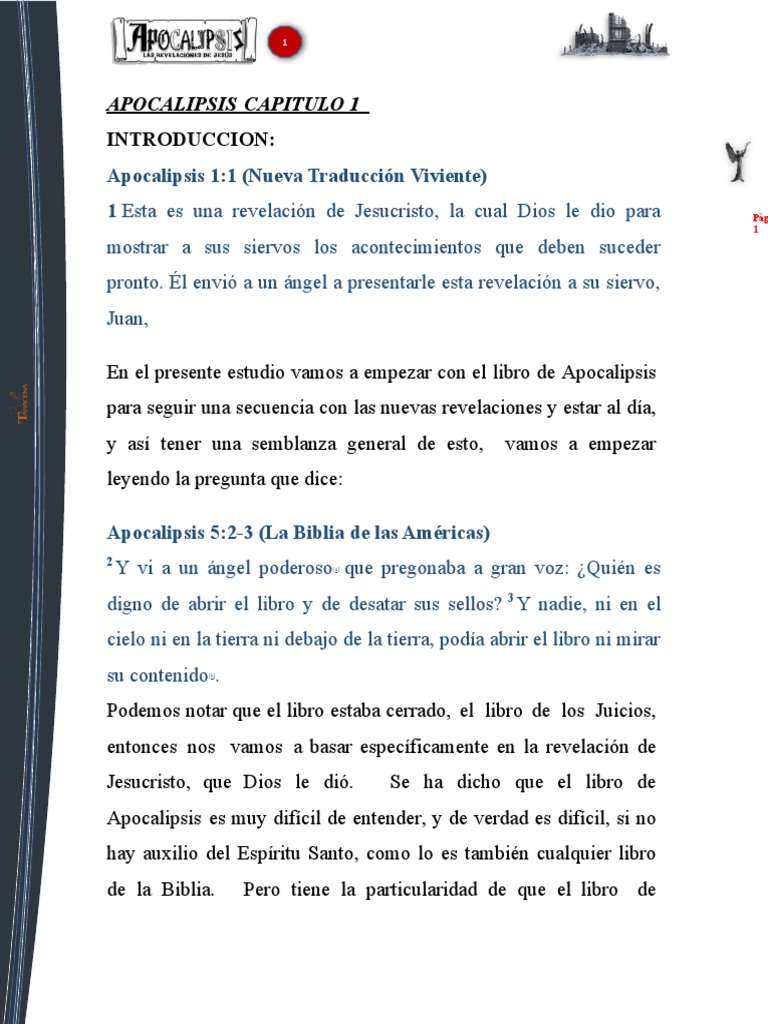 Capitulo 1 - Serie Apocalipsis | PDF | Cristo (título) | Libro de ...