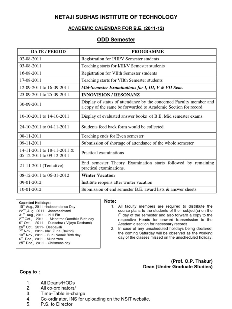 Semester Schedule | PDF
