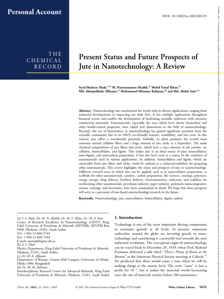 Syed Shaheen Shah | PDF | Nanotechnology | Cellulose