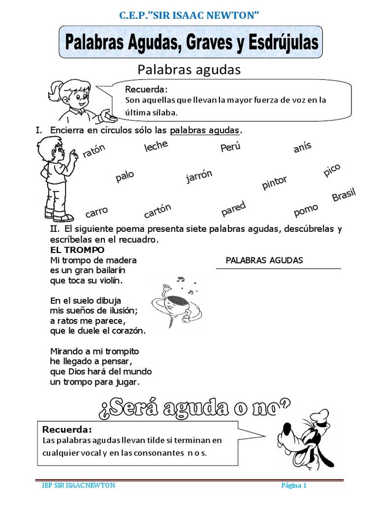 Actividades de Palabras Agudas y Graves | PDF | Voz humana | Lingüística