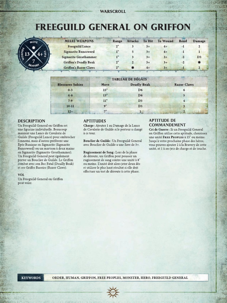 Aos Warscroll Freeguild General Griffon FR | PDF