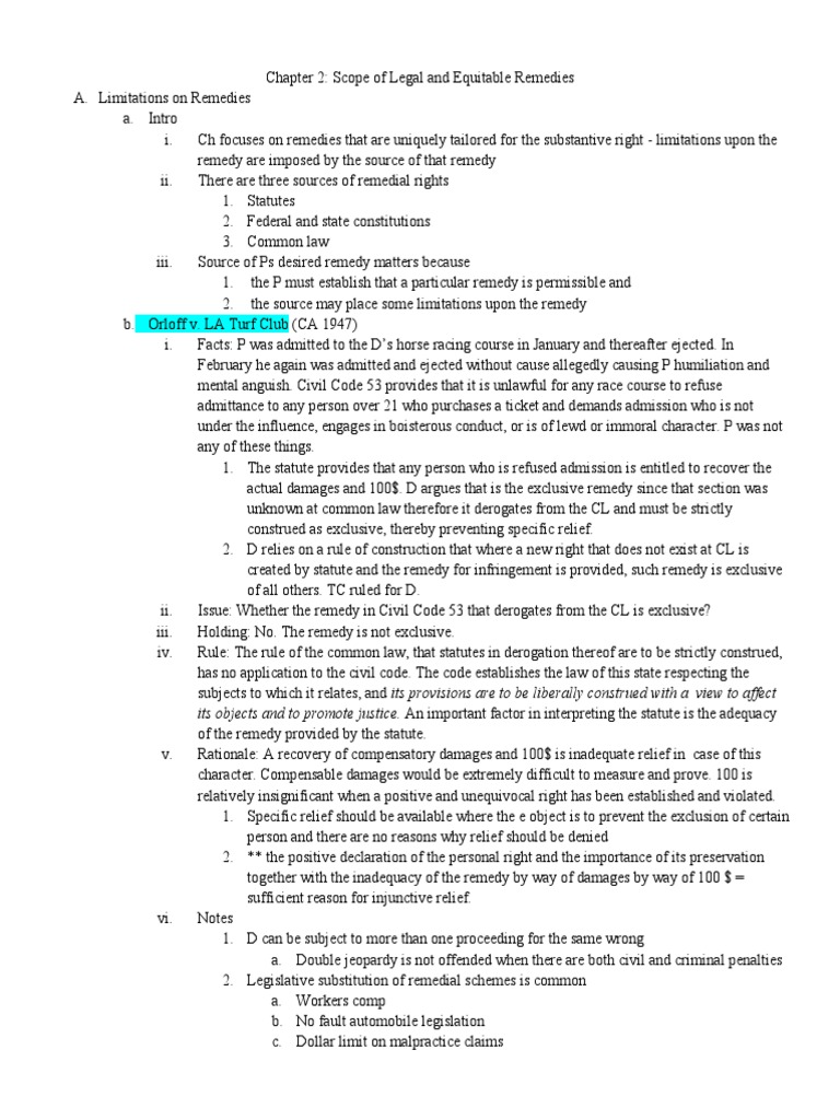 Chapter 2 - Scope of Legal and Equitable Remedies | PDF | Legal Remedy ...