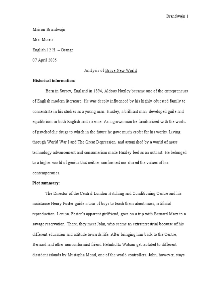 Analysis Brave New World | PDF