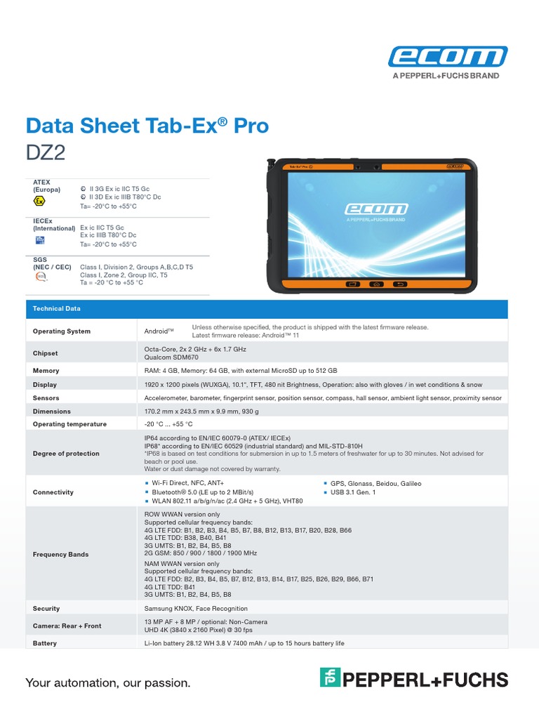 ITEM 3 - Datasheet - Tab-Ex - Pro - dz2 - WWAN - EN | PDF | 4 G | Lte (Telecommunication)