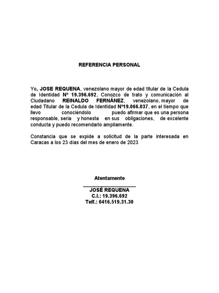 Referencia Personal | PDF