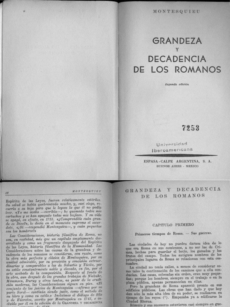 Montesquieu, Consideraciones Sobre Las Causas de La Grandeza y ...