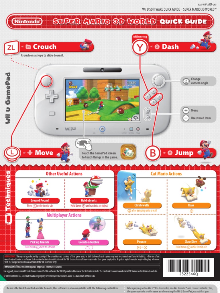 Quick Start Guide WiiU Super Mario 3D World | PDF | Wii | Video Game ...