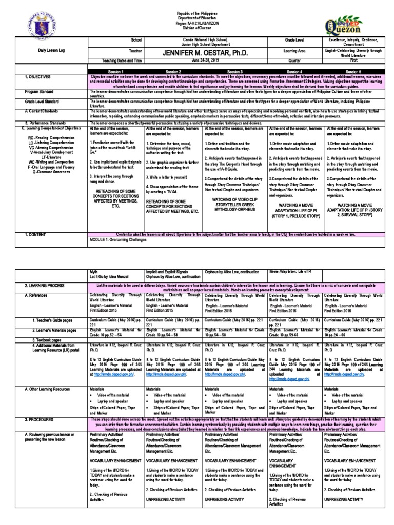 DLL English 10 Q1 - Module 1 - Lesson 3 - Myth, Implicit and Explicit ... DLL English 10 Q1 - Module 1 - Lesson 3 - Myth, Implicit and Explicit ...