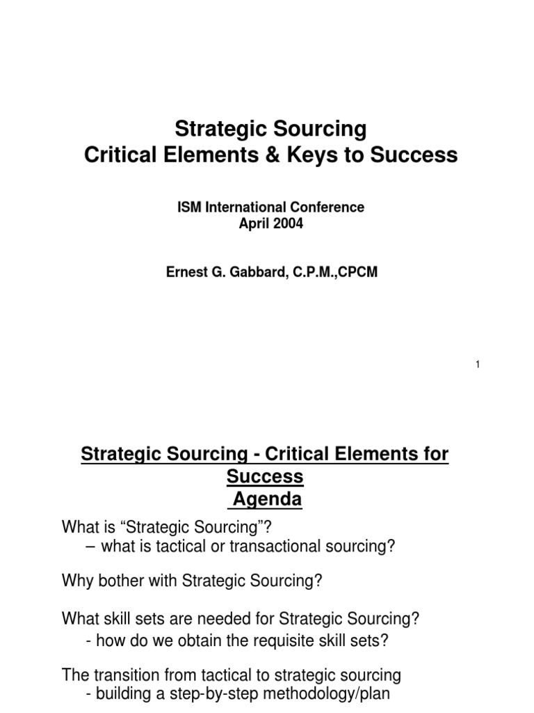 Strategic Sourcing Building Blocks | PDF | Procurement | Supply Chain