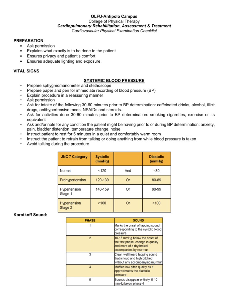 Checklist Cardiac Assessment | PDF | Pulse | Heart