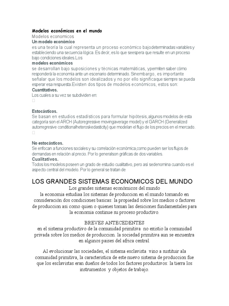 Modelos Económicos en El Mundo | PDF | Capitalismo | Modelo económico