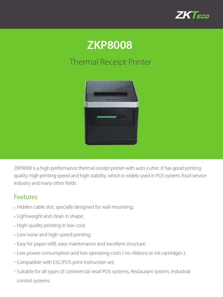 ZKP8008 | PDF | Printer (Computing) | Manufactured Goods