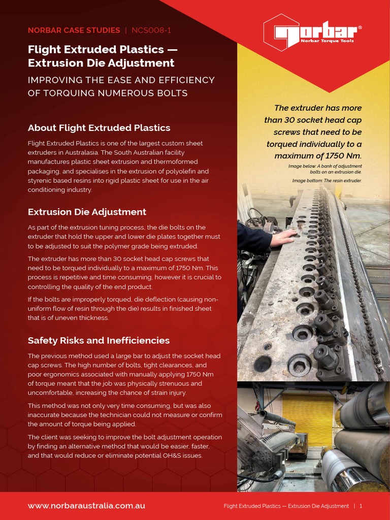 NCS008 1 Case Study Flight Plastics Extrusion Die Adjustment | PDF ... NCS008 1 Case Study Flight Plastics Extrusion Die Adjustment | PDF ...