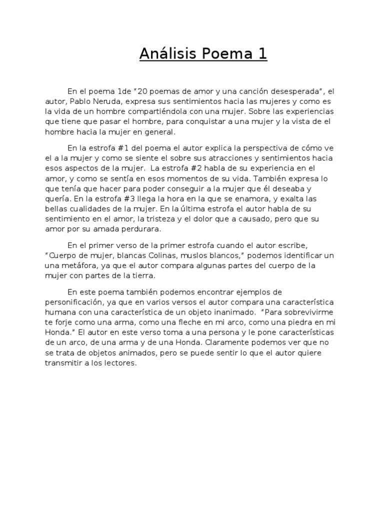 lunes Generalmente hablando borde analisis del poema amor de pablo neruda detergente Descubrir Padre