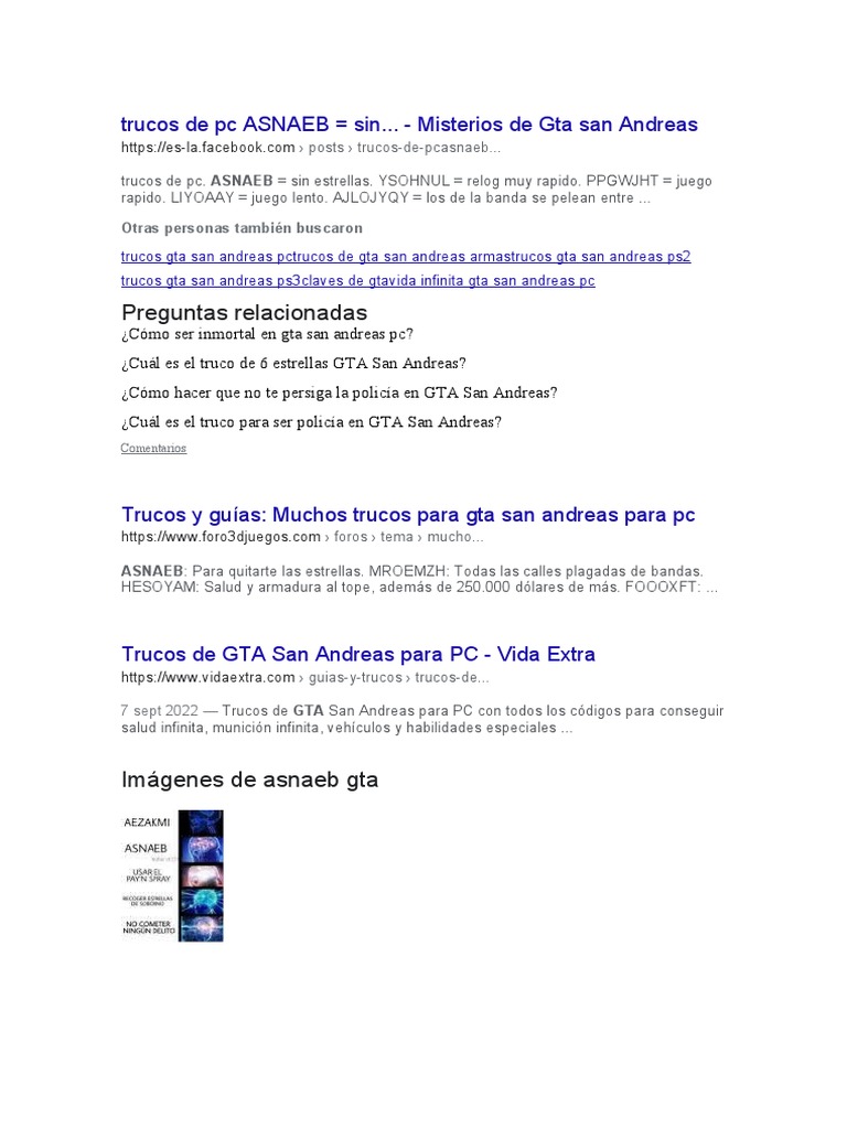 Trucos de GTA San Andreas PS2 y PC | PDF
