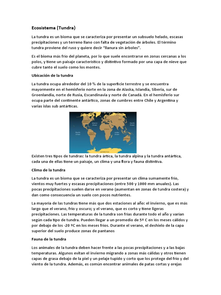 Ecosistema Tundra 1.1 | PDF | Fenómenos de la tierra | Naturaleza