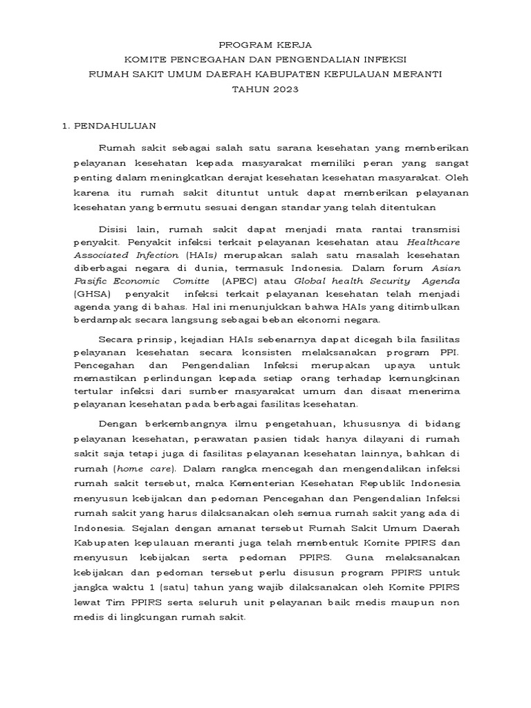 Program Kerja Komite PPI 2023 | PDF