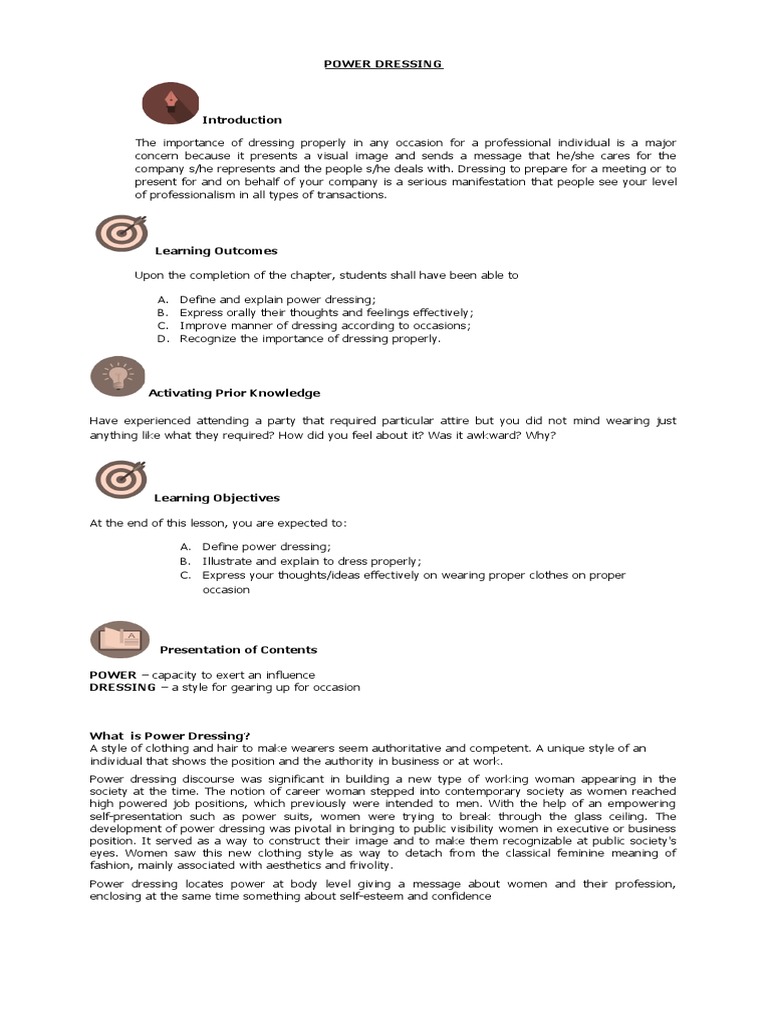 Topic 3 Power Dressing | PDF | Dress | Clothing
