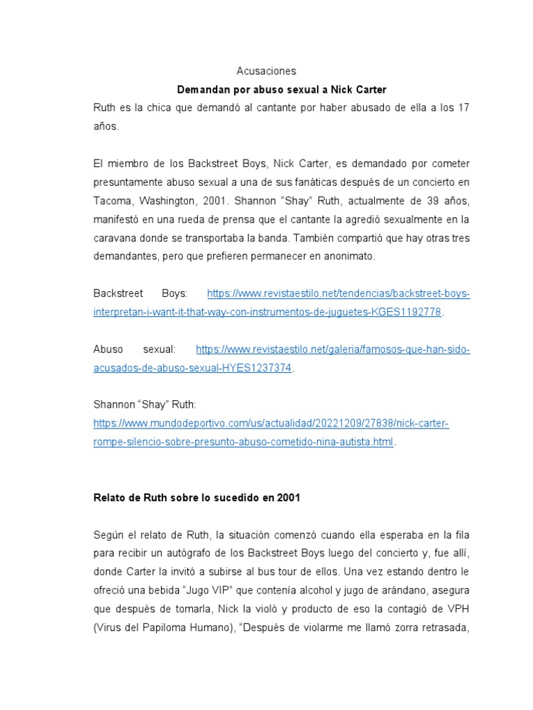 Acusaciones a Nick Carter | PDF