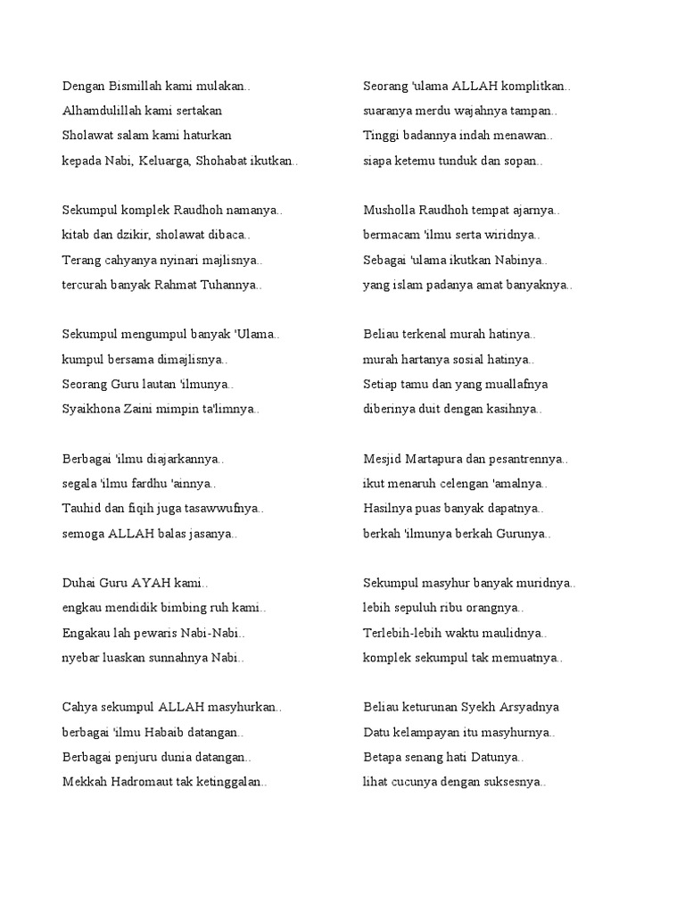 Syair Manaqib Abah Guru Sekumpul | PDF | Puisi