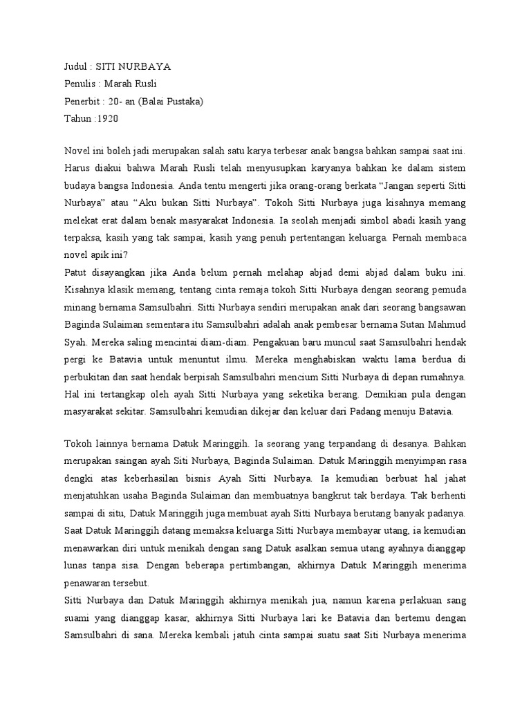 Sinopsis Siti Nurbaya | PDF