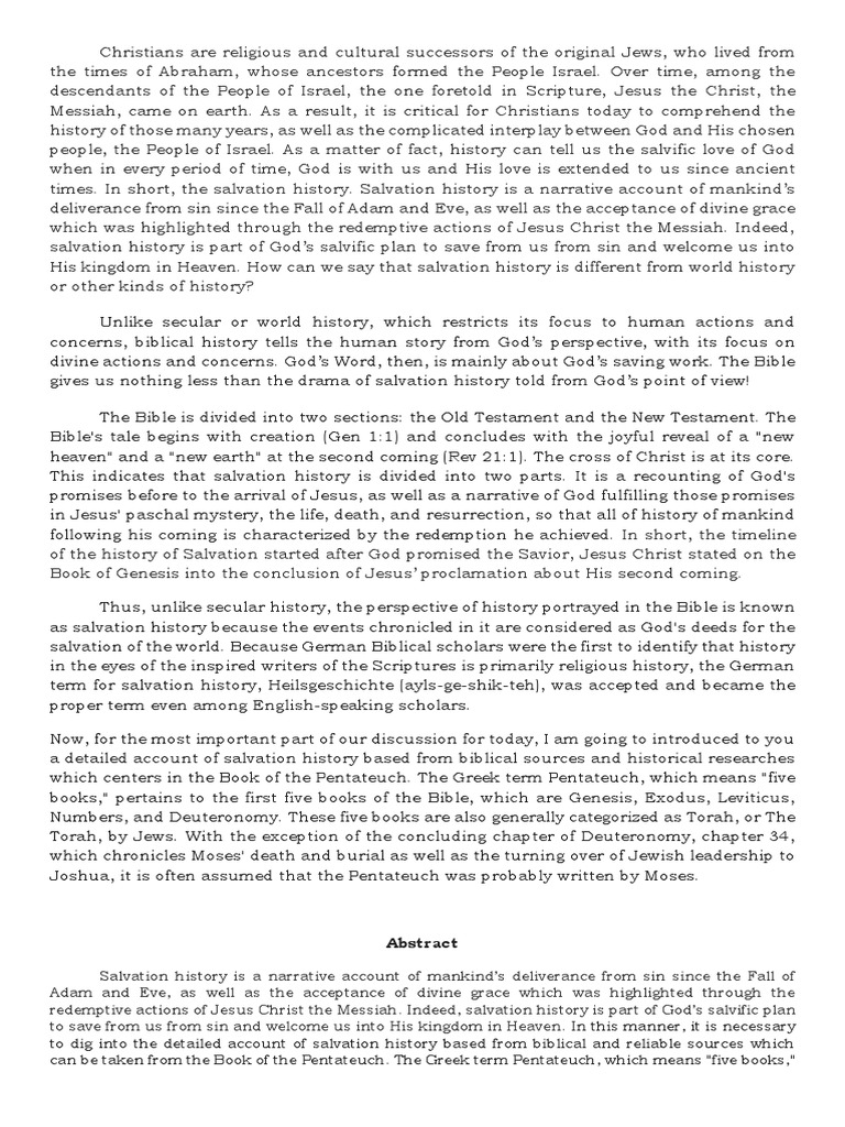 Salvation History Script | Download Free PDF | The Exodus | Torah