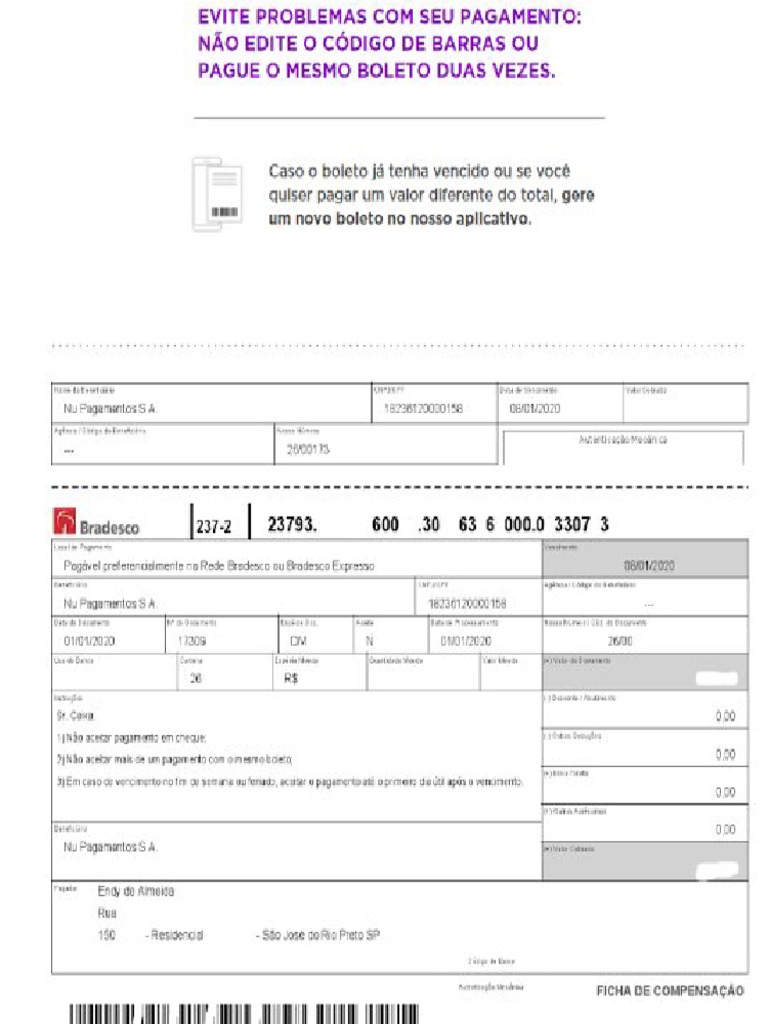 Boleto Cartão Nubank | PDF