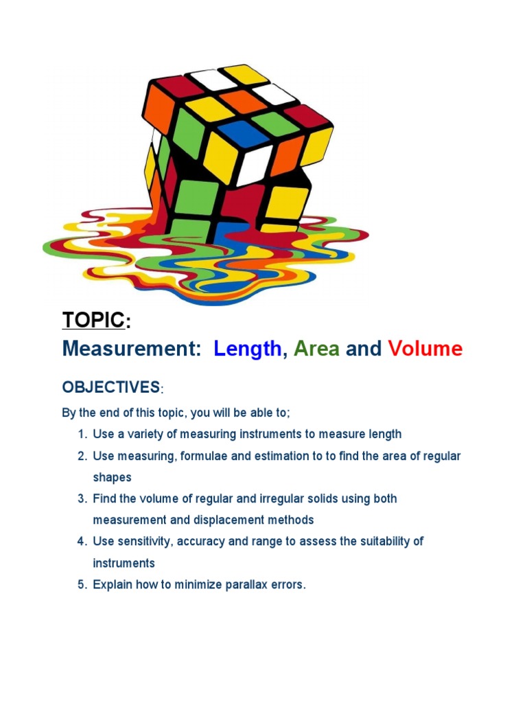 Topic: Measurement:, and | PDF | Area | Volume
