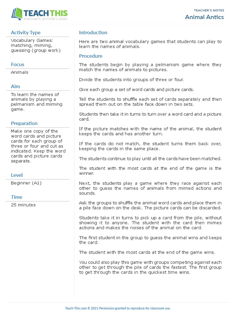 Animal Antics | PDF | Card Games