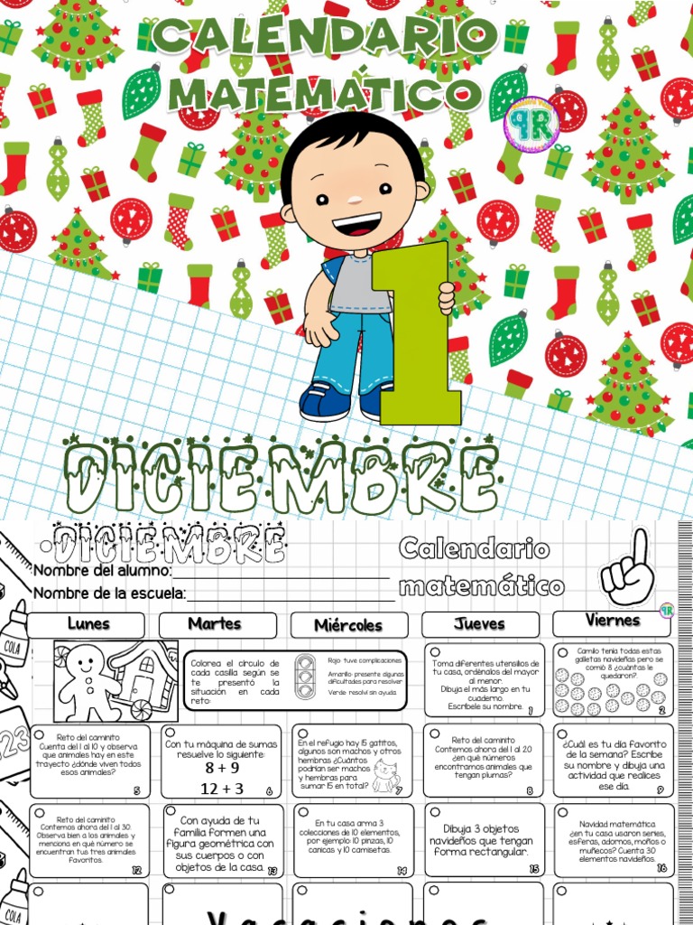 Calendario Diciembre Primer Grado | PDF