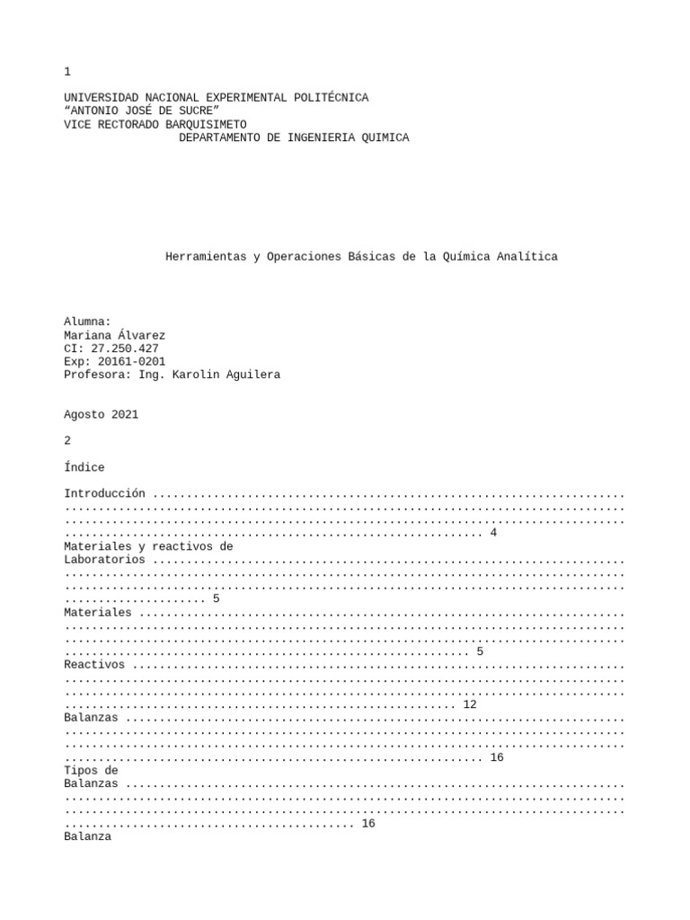 Herramientas de Química Analítica | PDF | Química analítica | Balanza