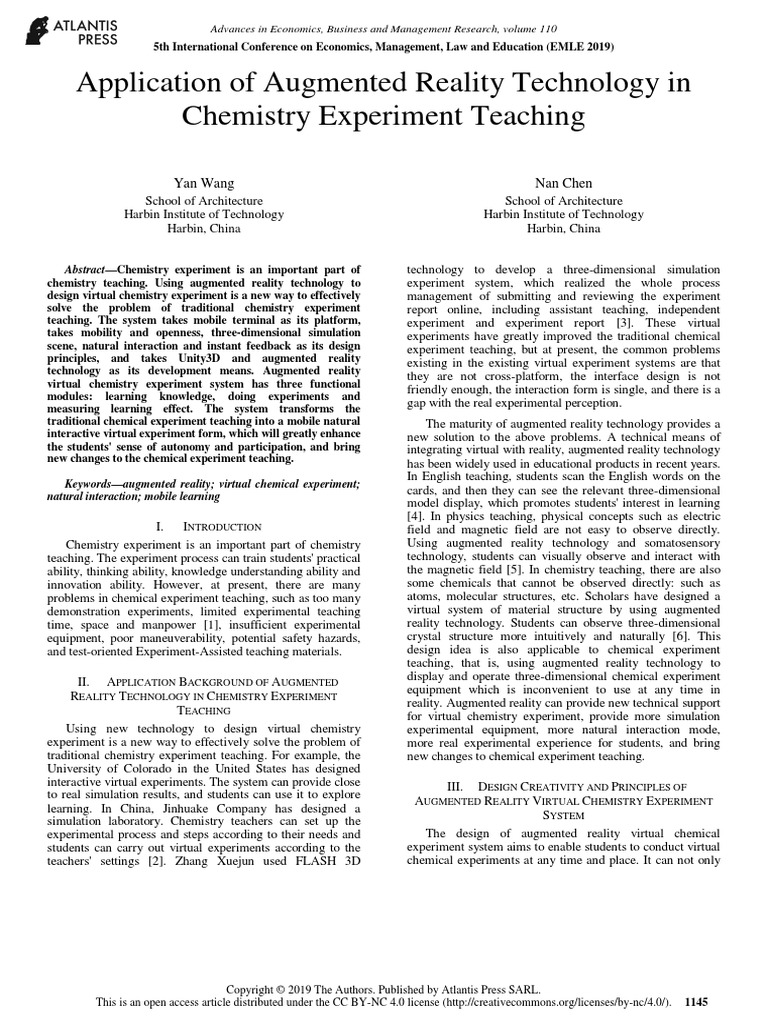 Application of Augmented Reality Technology in Chemistry Experiment Teaching | PDF | Augmented ...