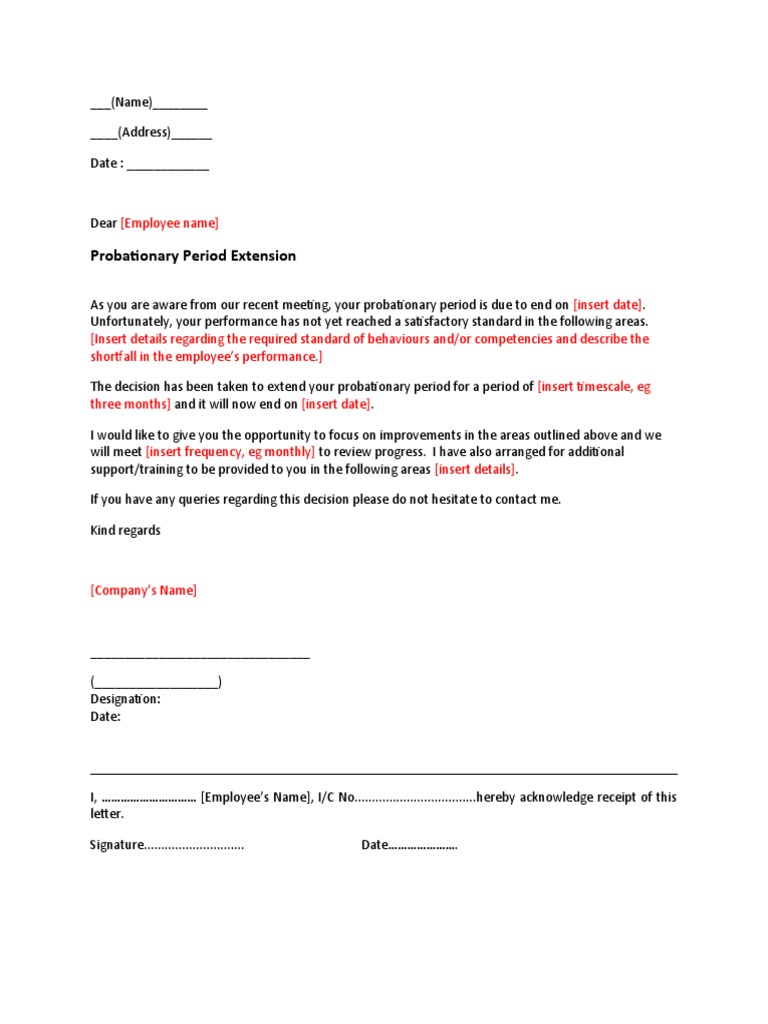 Probation Extension Letter 2 | PDF