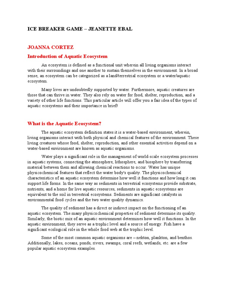 Introduction of Aquatic Ecosystem | PDF | Coral Reef | Aquatic Ecosystem