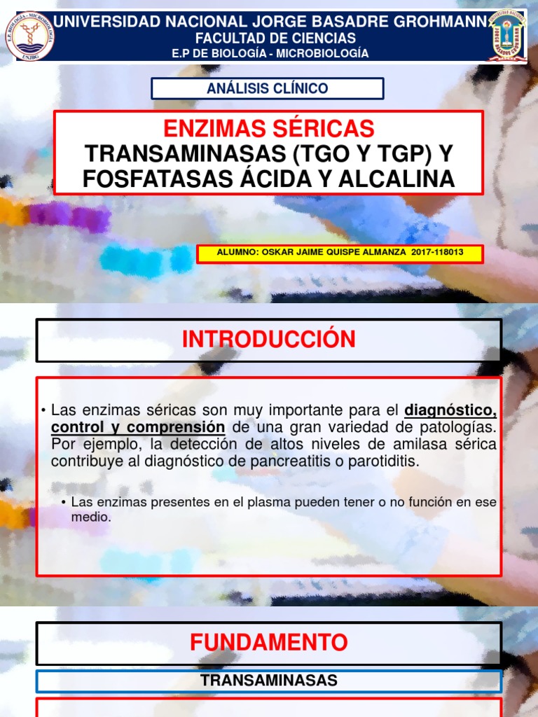 Seminario Teorico. ENZIMAS SÉRICAS TRANSAMINASAS (TGO Y TGP) Y ...